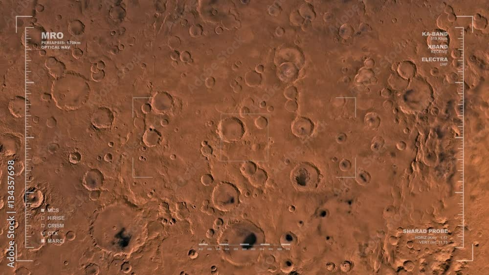 MRO mapping flyover of Noachis Region, Mars. Clip loops and is ...