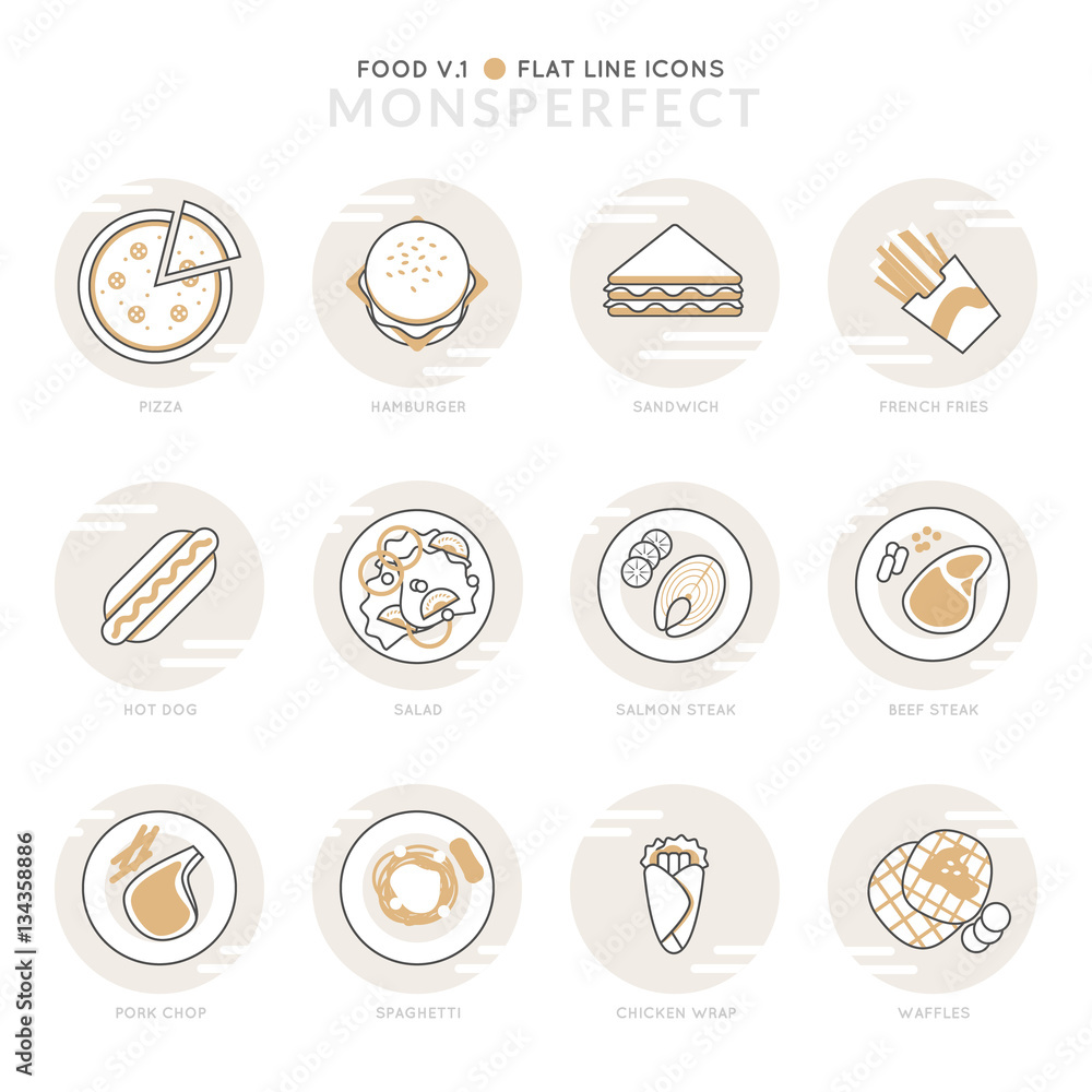 Infographic Icons Elements about Food. Flat Thin Line Icons Set ...