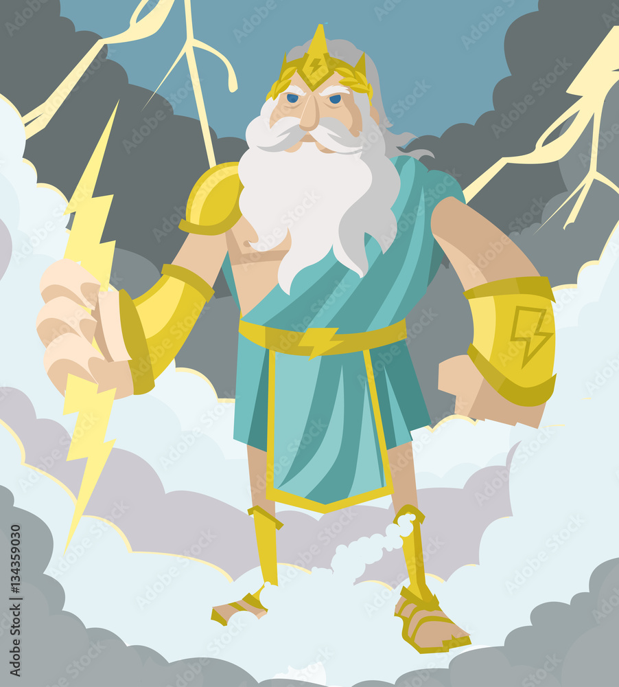 zeus greek god of the lighting bolt ray in the sky Stock Vector | Adobe ...