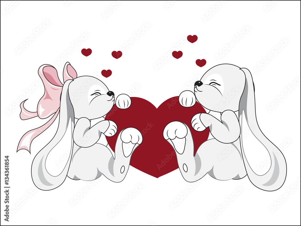 rabbit in love Stock-Vektorgrafik | Adobe Stock