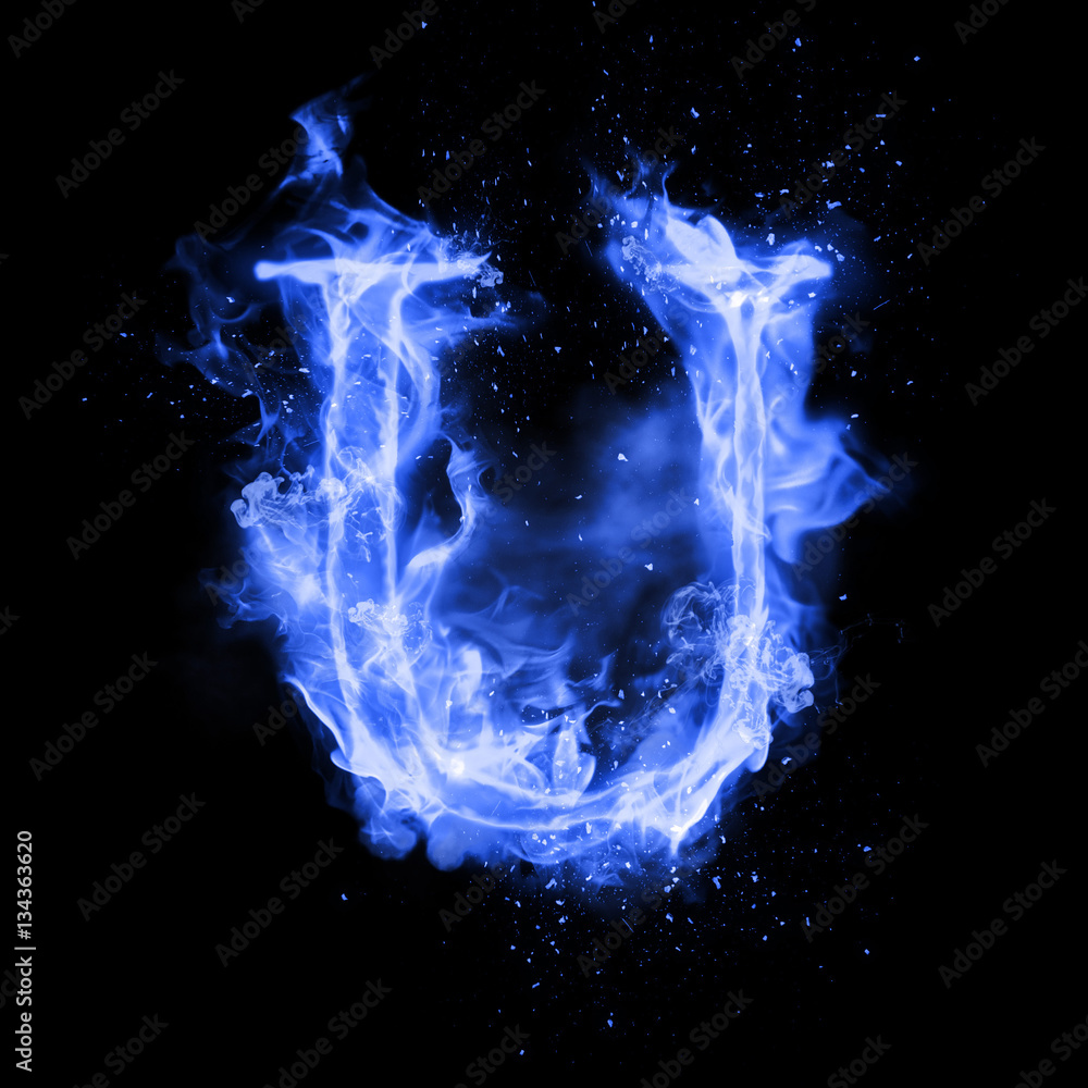 Letter K In Blue Fire