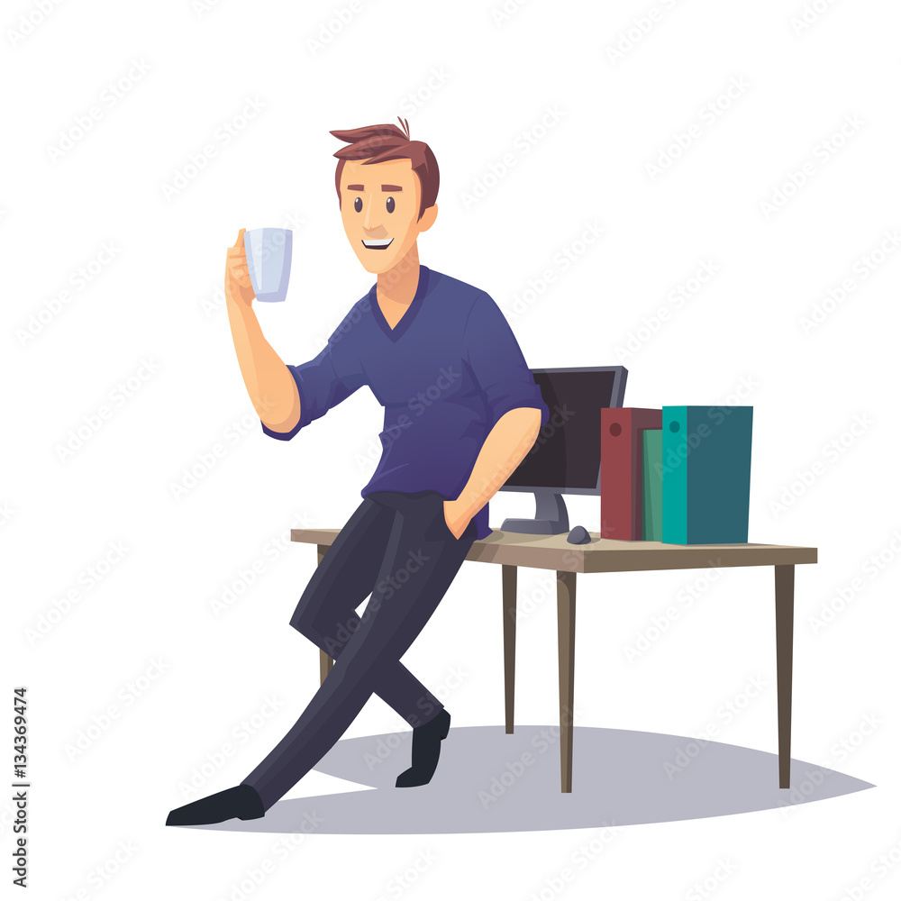Happy Office Worker Clipart