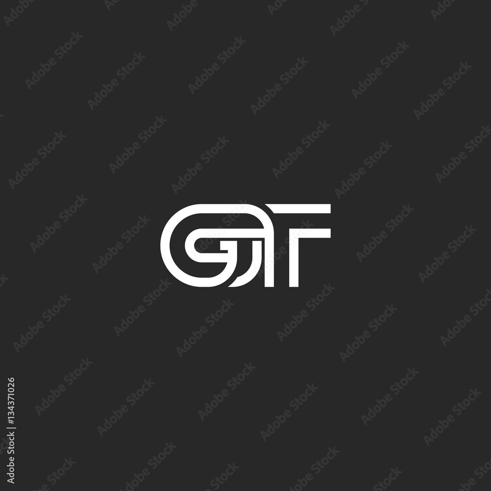 GT logo letters monogram, combination overlapping thin line symbols G T ...