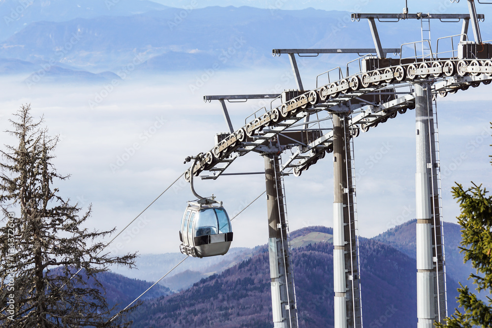 Ski lift cable booth or car, Ropeway and cableway transport system for ...