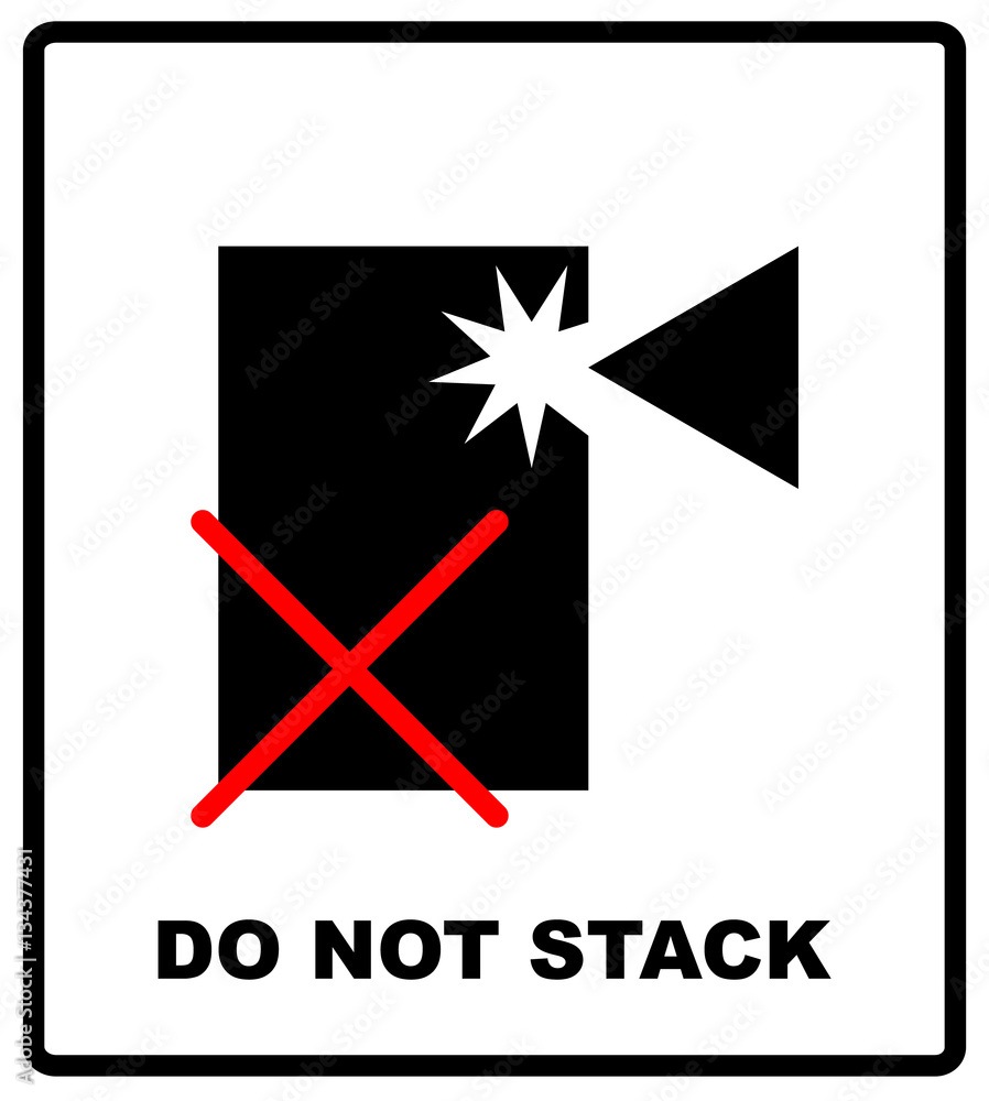 DO NOT STACK packaging symbol on a corrugated cardboard box. For use on ...