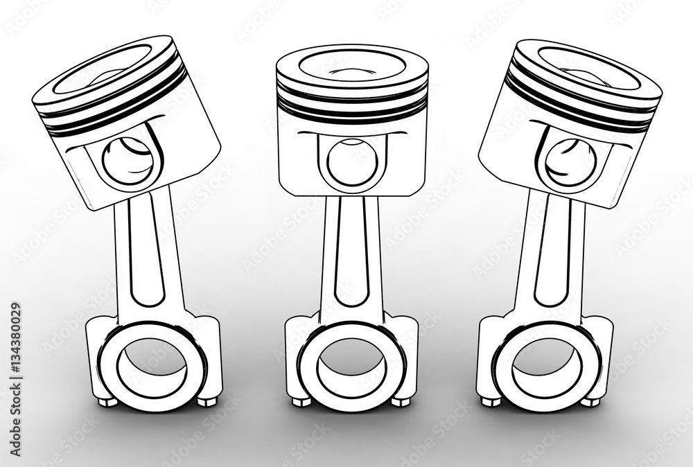 3d illustration of engine pistons Stock Illustration | Adobe Stock