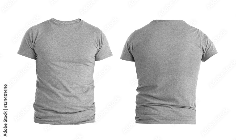 Front and back views of t-shirt on white background Stock Photo | Adobe ...