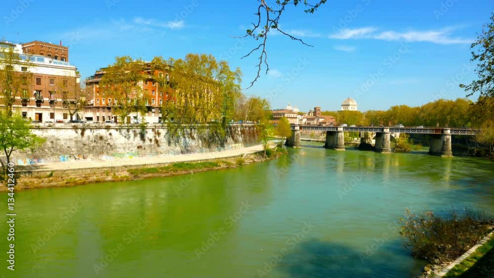 River Tiber flows through Rome, Italy Stock Video | Adobe Stock