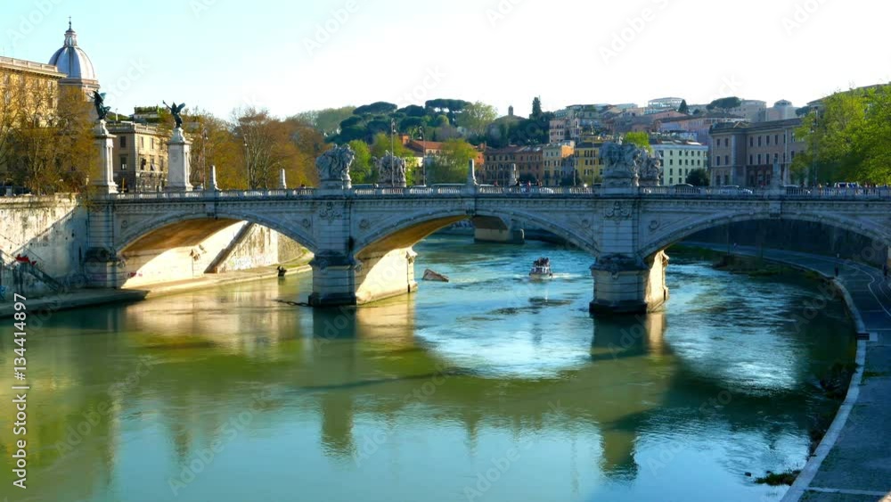 River Tiber flows through Rome, Italy Stock Video | Adobe Stock
