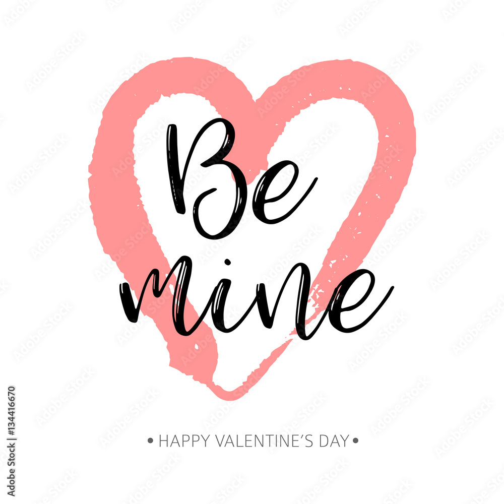 Brush drawing calligraphy heart card. Vector illustration Stock Vector ...