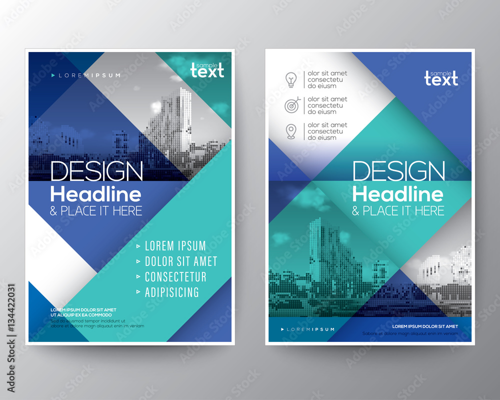 Blue and teal Brochure annual report cover Flyer Poster design Layout ...