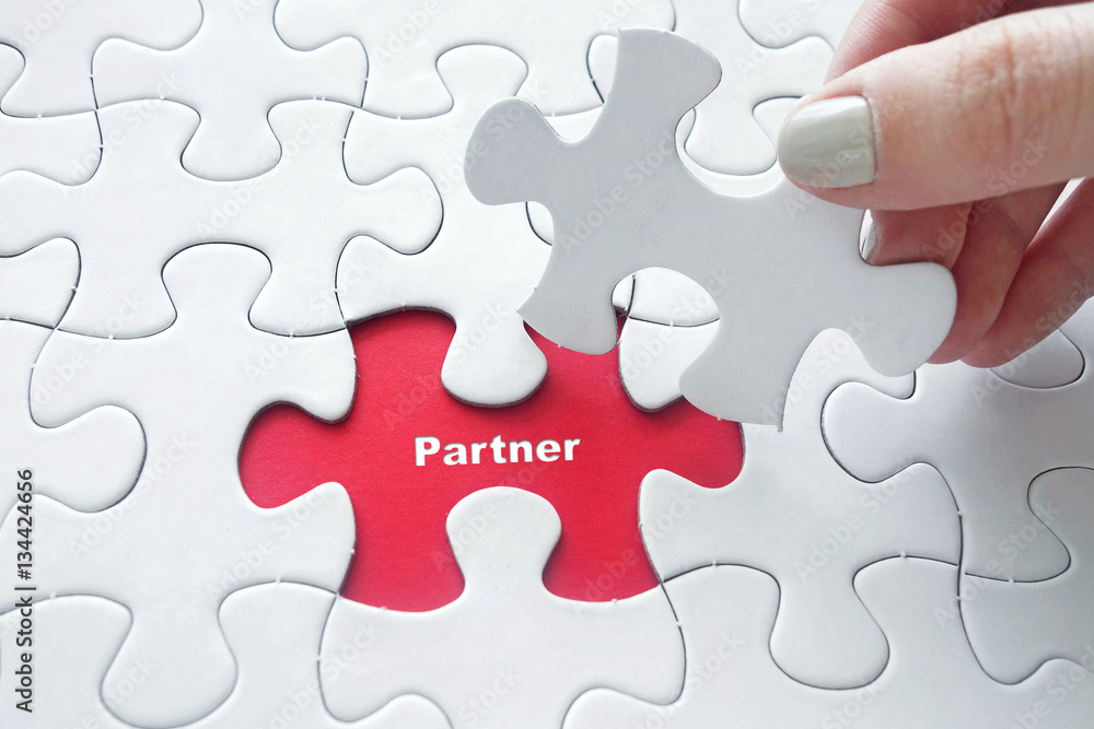 Partner on jigsaw puzzle Stock Photo | Adobe Stock
