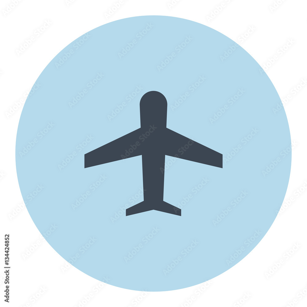 Plane icon - Flat design, glyph style icon - Black enclosed in a circle ...