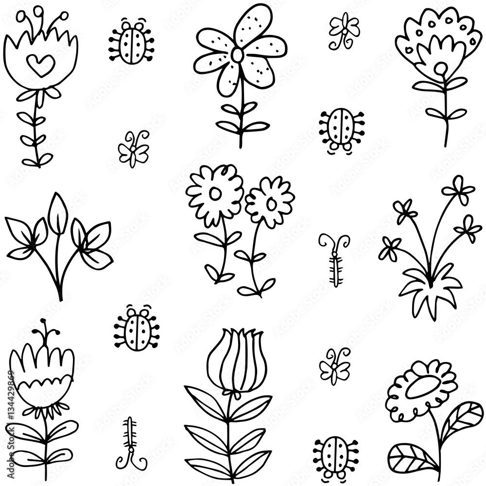 Vector art of spring doodles hand draw Stock Vector | Adobe Stock