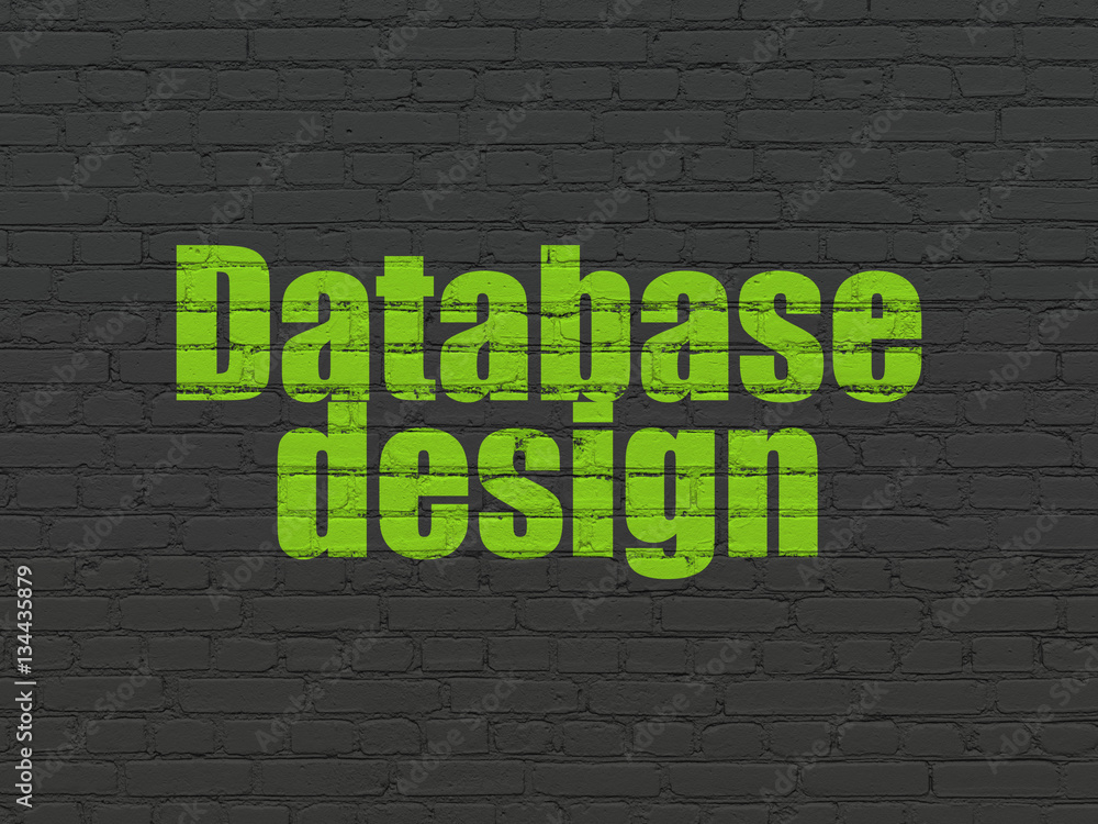 Programming concept: Database Design on wall background Stock Illustration | Adobe Stock