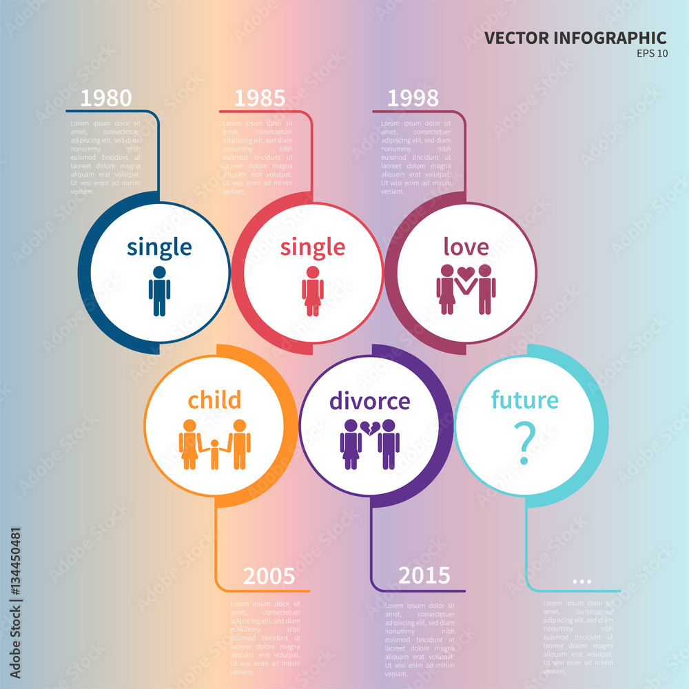 Infographic template, timeline relationship Stock Vector | Adobe Stock