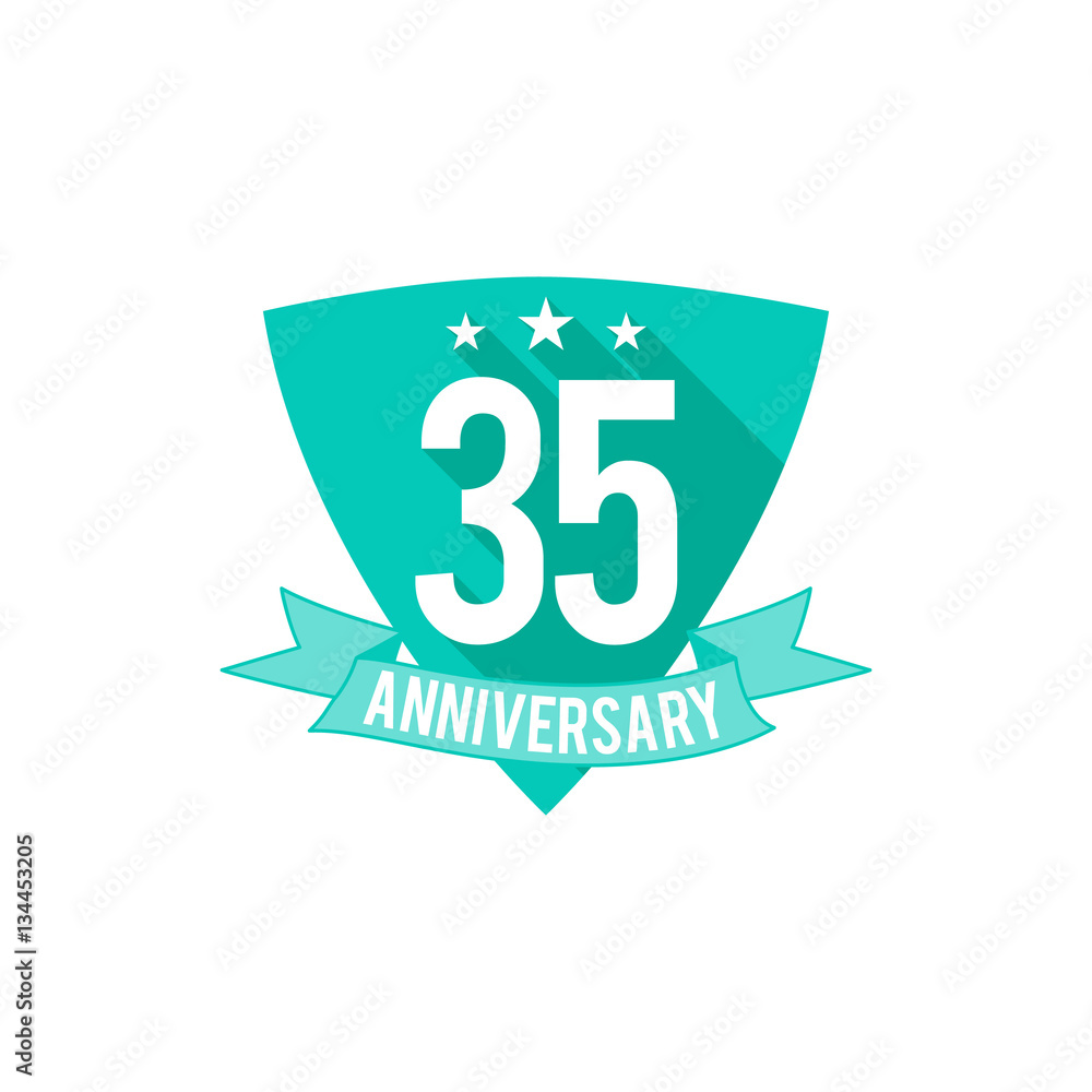 35 years Anniversary badge, sign and emblem. Flat design. Easy to edit ...