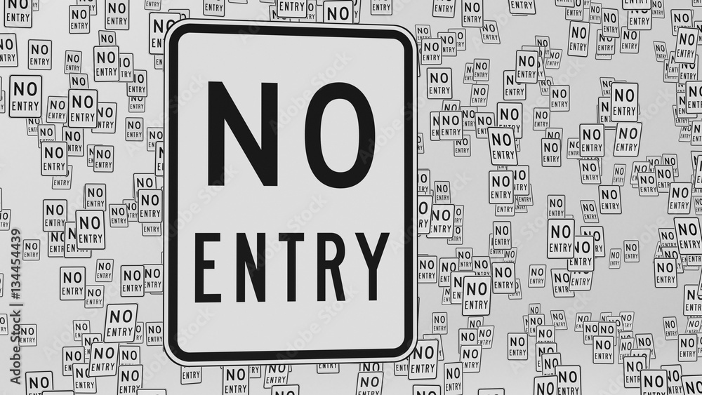 No entry traffic signs floating in empty white space. This image is a ...