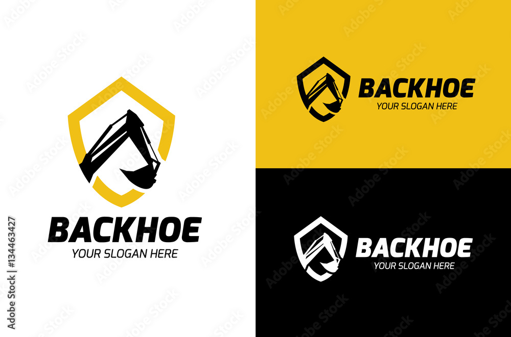 Backhoe and excavator logo template. Stock Vector | Adobe Stock