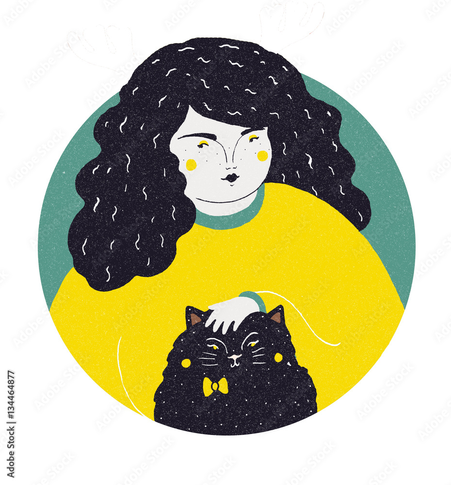 Cat lady Stock Illustration | Adobe Stock