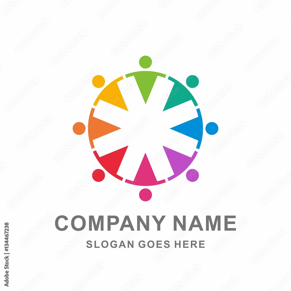 Colorful Circular Team Group Community People Holding Hands Business ...