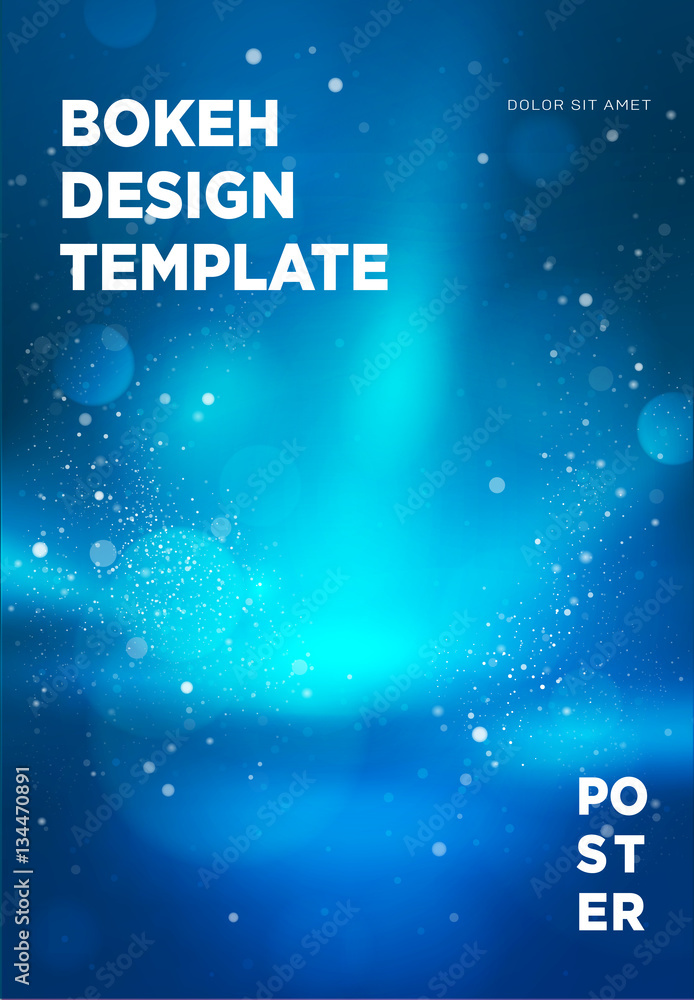 Poster template with bokeh lights background. Stock Vector | Adobe Stock