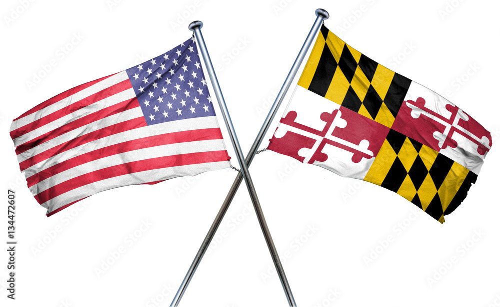 maryland and USA flag, 3D rendering, crossed flags Stock Illustration ...