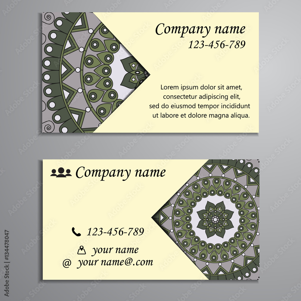 Invitation, business card or banner with text template. Round fl Stock ...
