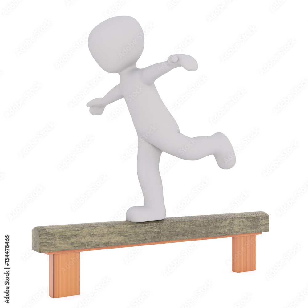 Cartoon Gymnast Competing in Balance Beam Event Stock Illustration ...