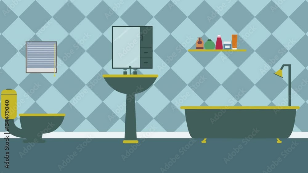 Cartoon Modern colorful Bathroom Animation with space for your text or ...