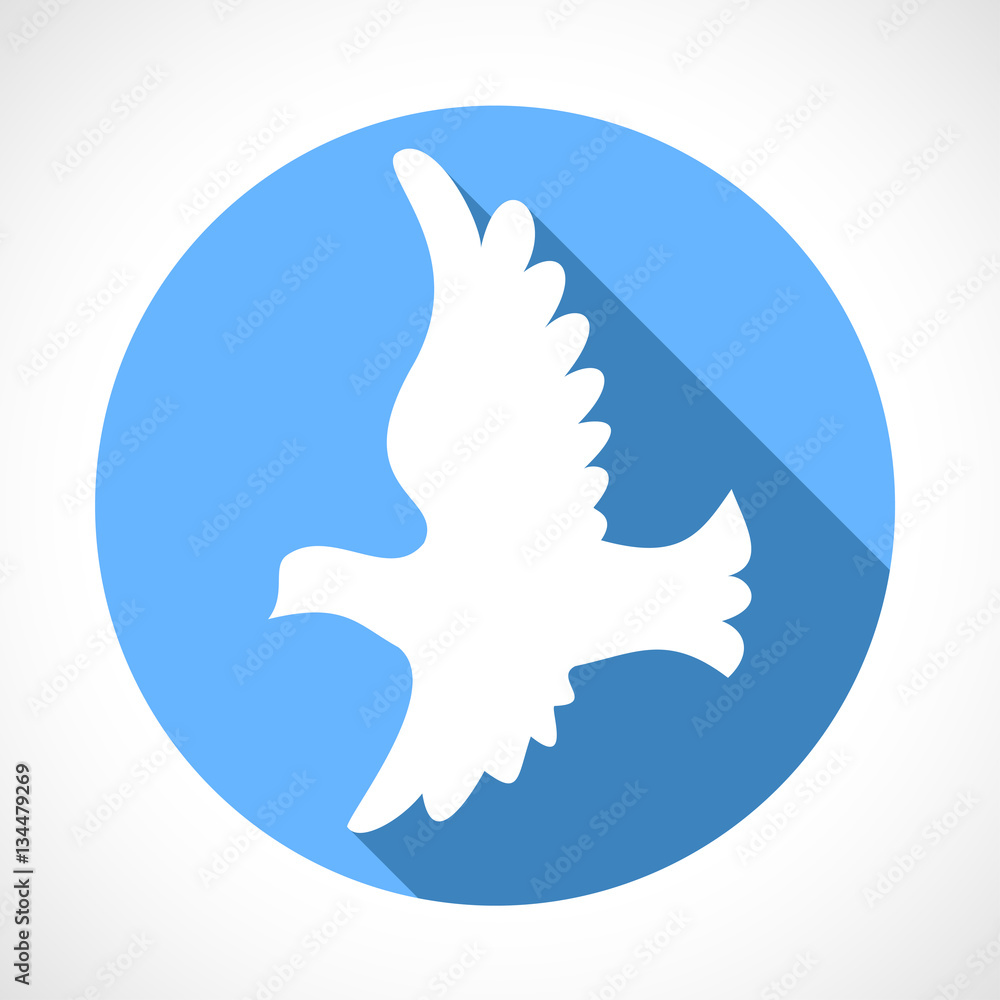 Flying white dove on a blue background with long shadow. Stock Vector ...