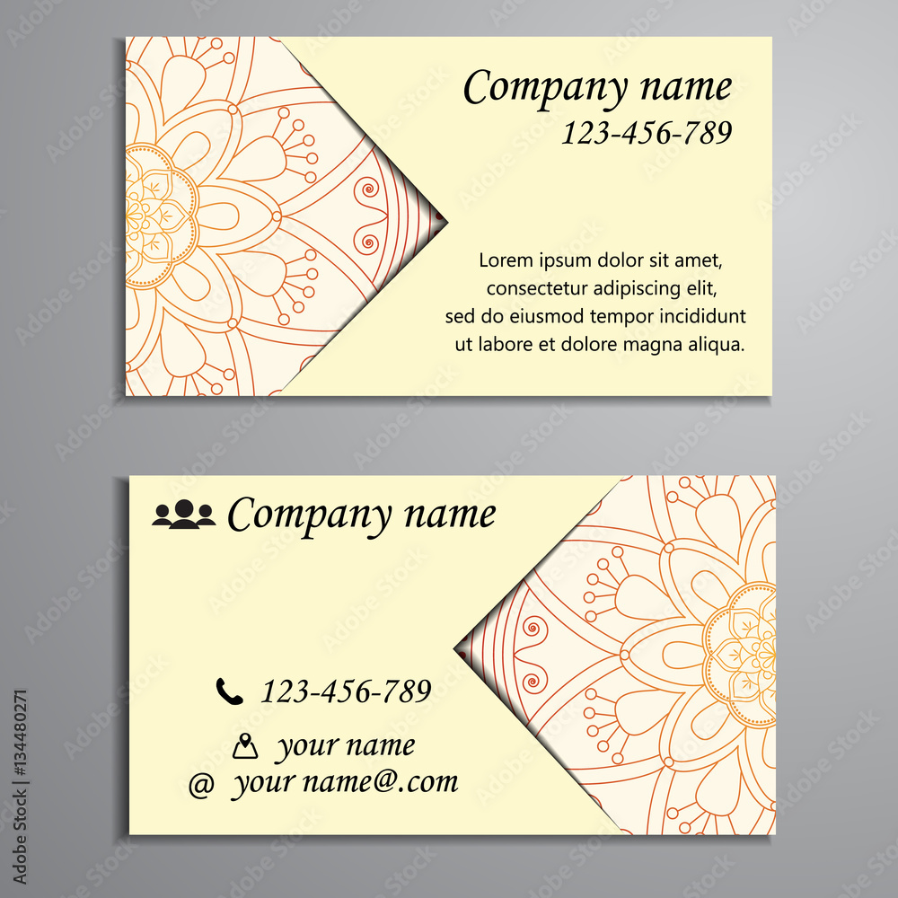 Invitation, business card or banner with text template. Round fl Stock ...