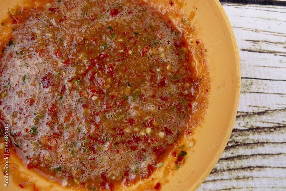 Famous condiment in Malaysia and Indonesia - Sambal Belacan Stock Photo ...