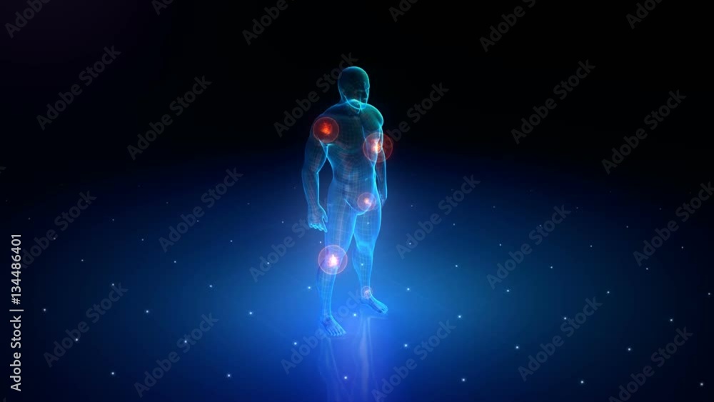 Human body with a visible pains. Human body with a visible pains in ...