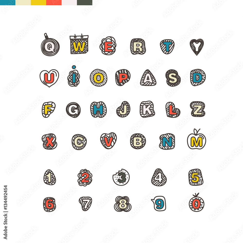 Cartoon style alphabet vector clip-art. Comic type Stock Vector | Adobe ...