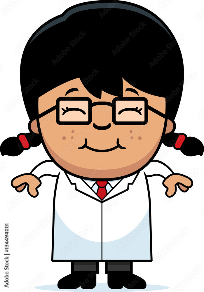 Smiling Cartoon Little Scientist Stock Vector | Adobe Stock