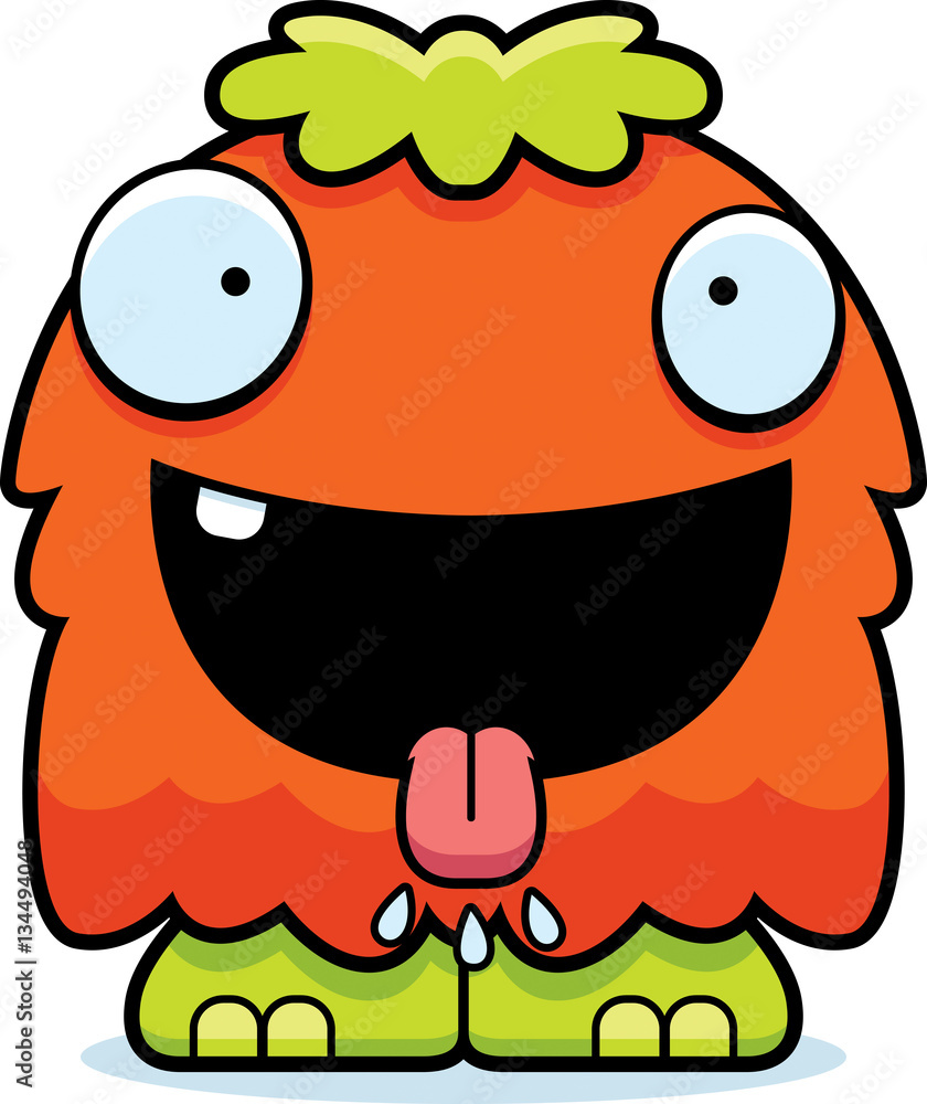 Hungry Cartoon Fluffy Monster Stock-Vektorgrafik | Adobe Stock