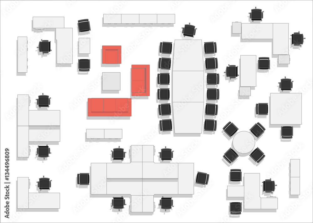 Office furniture top view Stock Vector | Adobe Stock