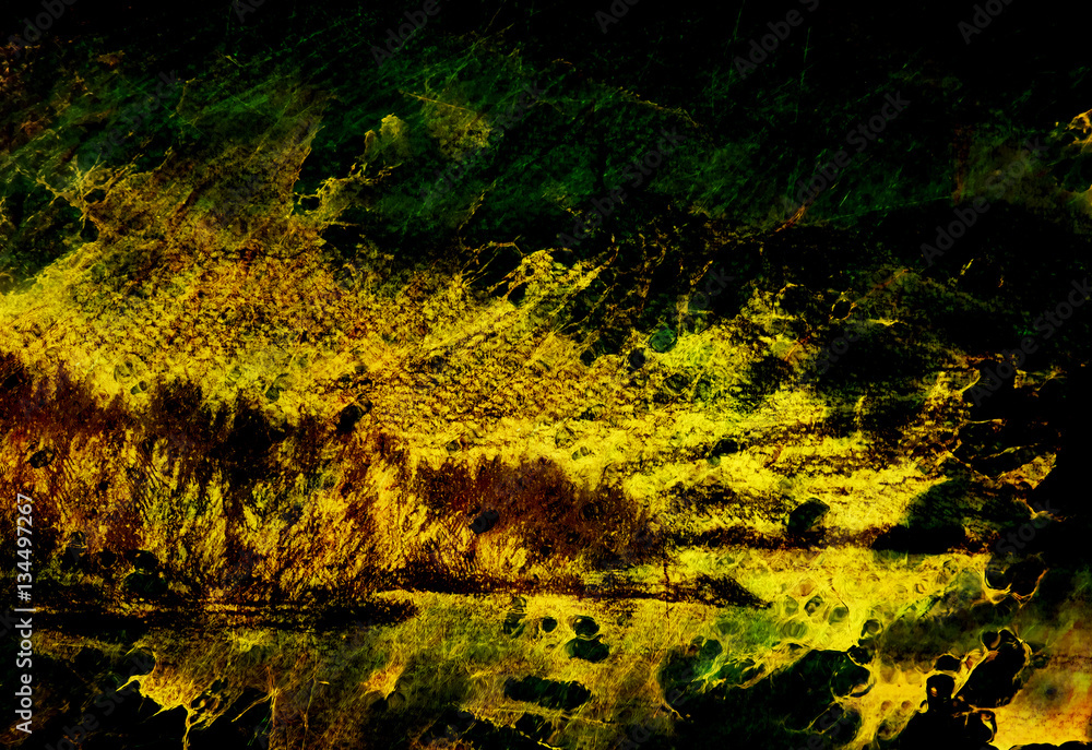 lanscape scenery with lake and mountains, pencil drawing, magical color ...