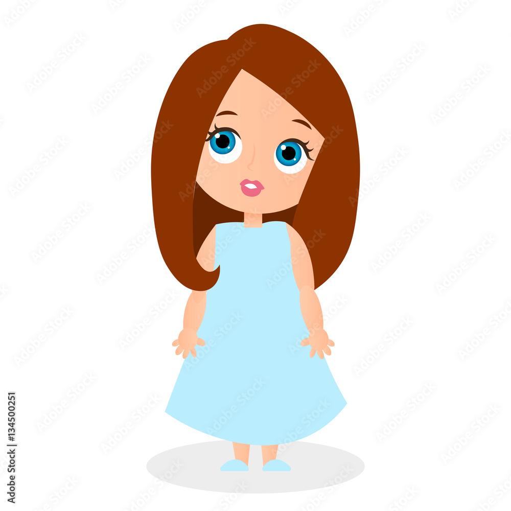 Cute girl cartoon character. Vector illustration eps 10 isolated on ...