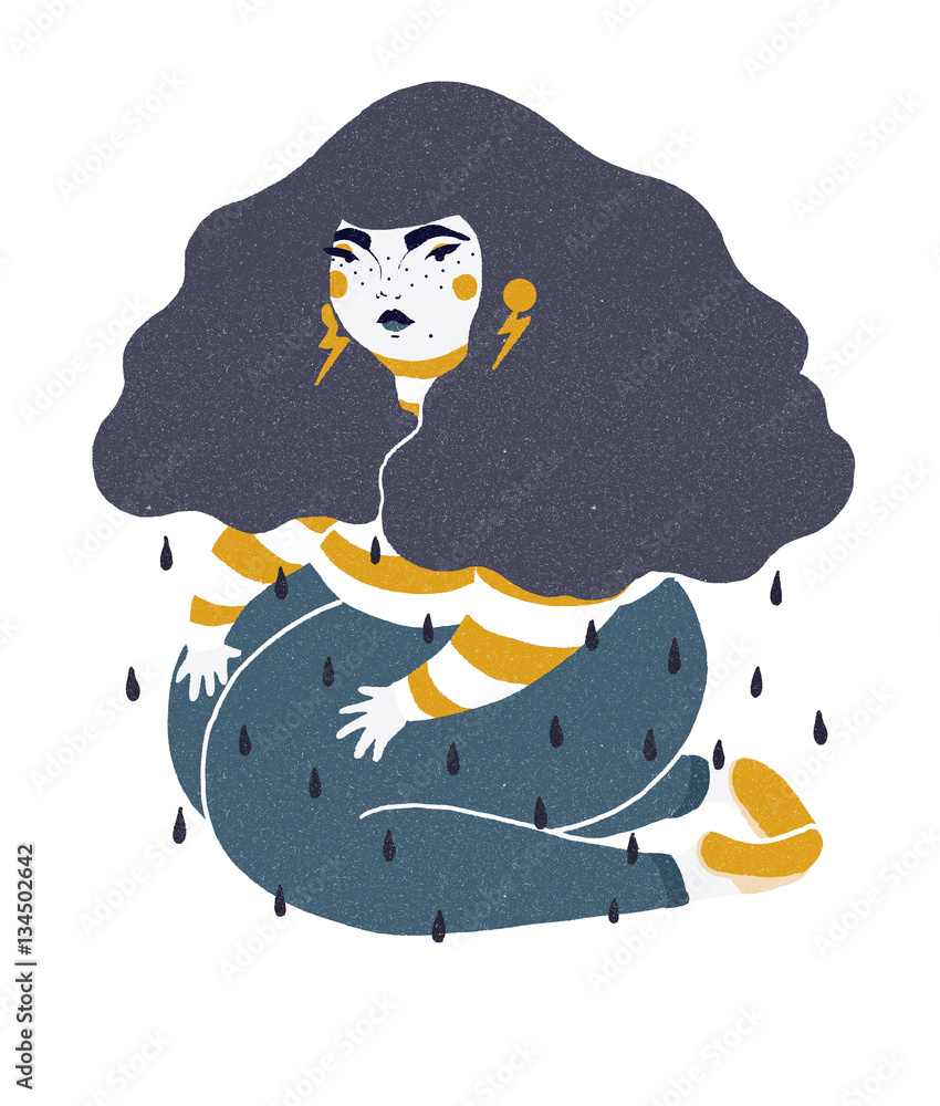 Depressed Woman Stock Illustration | Adobe Stock