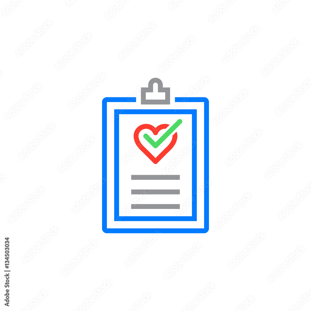 Cardiac examination, medical test report line icon, outline vector logo ...