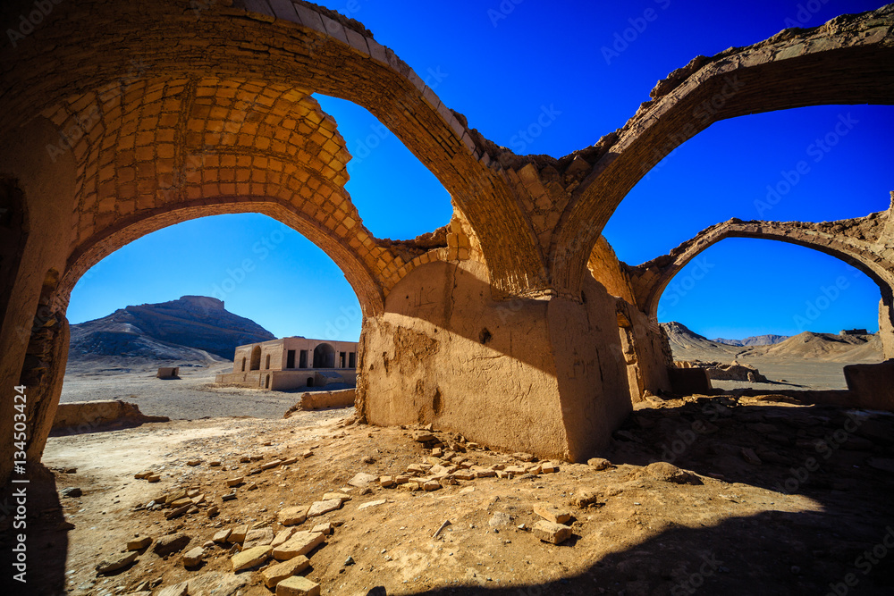 Ruins near the Tower of Silence, or Dakhma,is a Zoroastrian structure ...