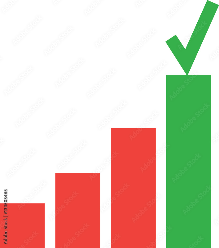 Bar chart with check mark Stock Vector | Adobe Stock