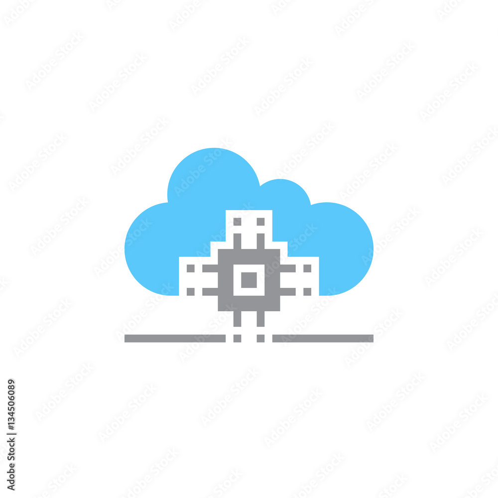Cloud computing icon vector, solid sign, colorful pictogram isolated on ...