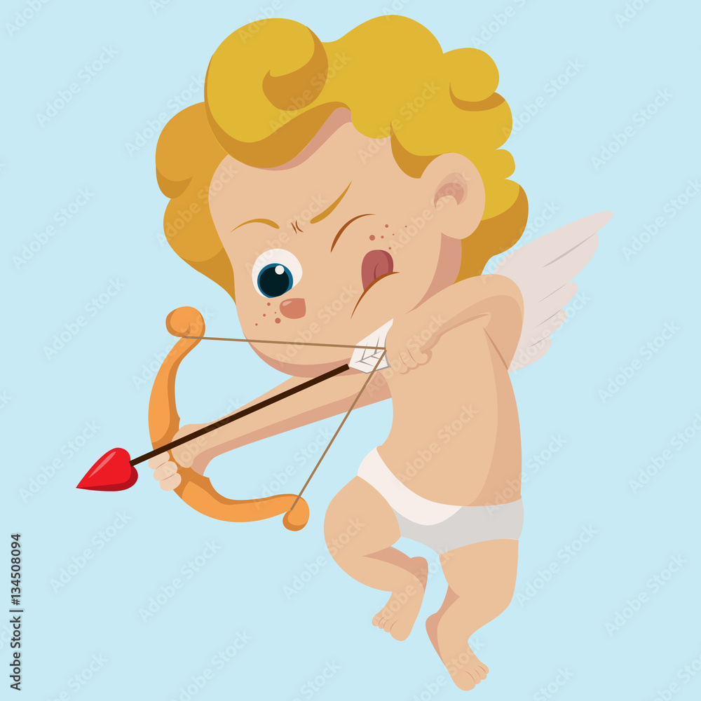 Cupid shoot a bow.Vector and illustration. Stock Vector | Adobe Stock