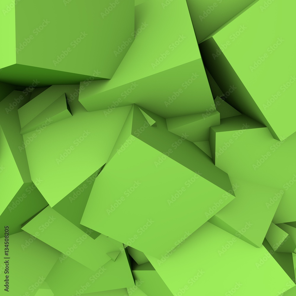 Abstract background consisting of geometric shapes. 3d green triangles ...