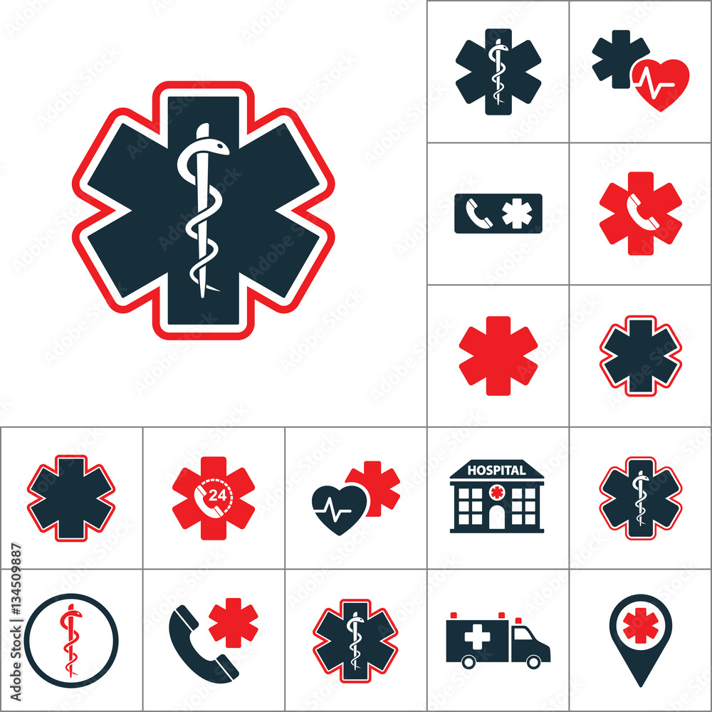 life star snake icon, medical set on white background Stock Vector ...