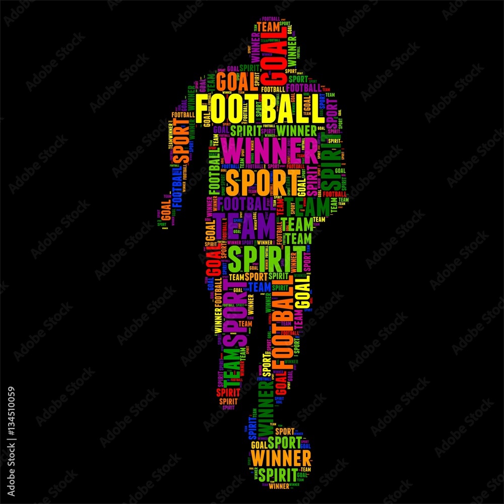 soccer football Typography word cloud colorful Vector illustration ...