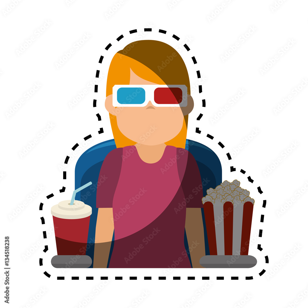 Person watching 3d movies vector illustration design Stock Vector ...